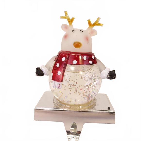 Other | Vintage Reindeer Light Up Snow Globe Stocking Holder Resin With ...